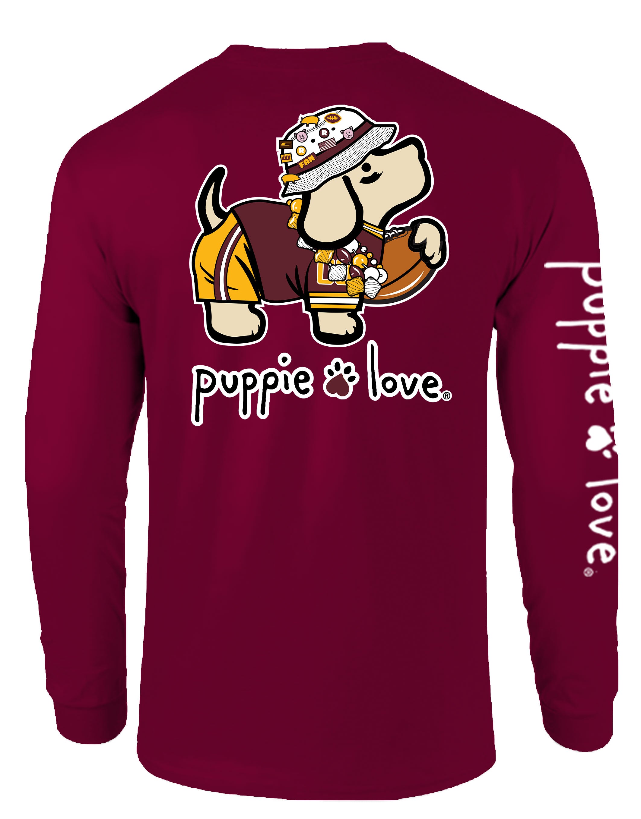 BURGUNDY AND GOLD MASCOT PUP, ADULT LS – Puppie Love