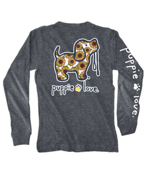 SUNFLOWER FILL PUP, DARK HEATHER ADULT LS – Puppie Love